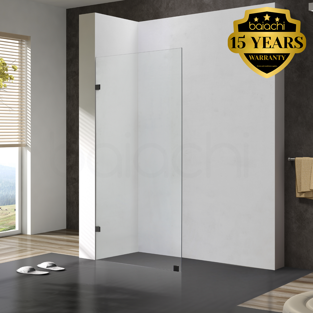 Frameless Shower Screen 900mm Gun Metal – Baiachi
